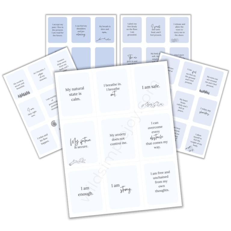Printable Affirmation Cards for Anxiety Relief – Wild Simple Joy